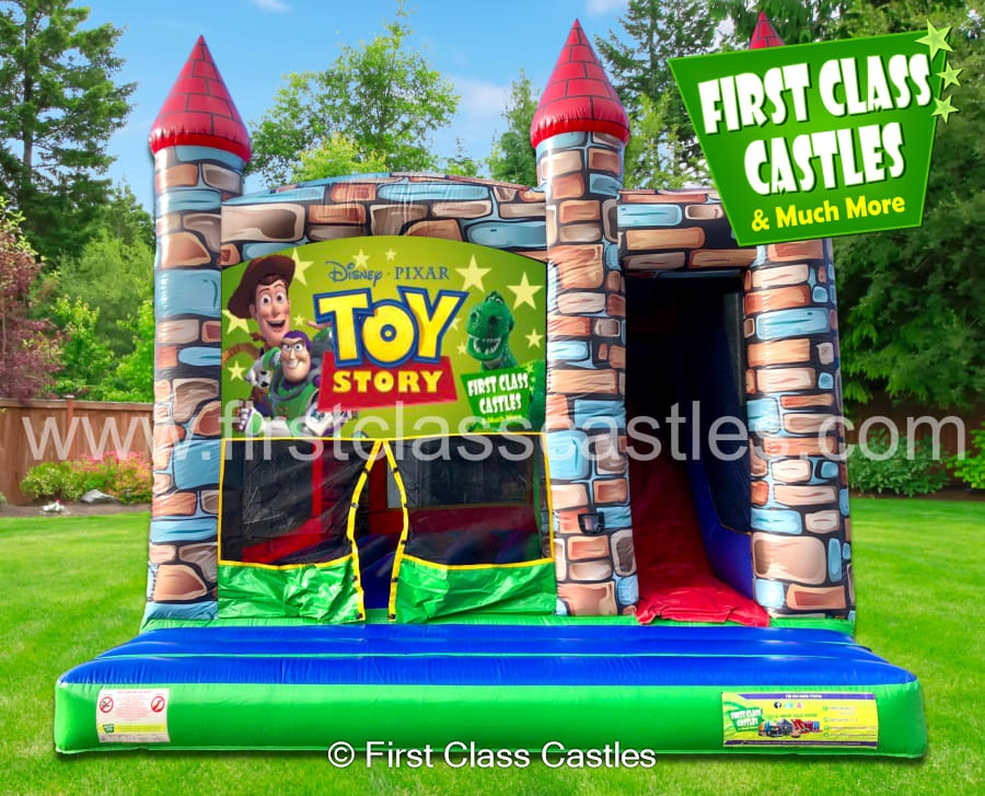 First Class Castles Toy Story Banner Bouncy Castle & Slide Combo Hire
